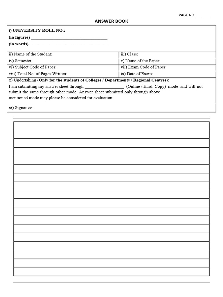 PU Answer Book Format | PDF