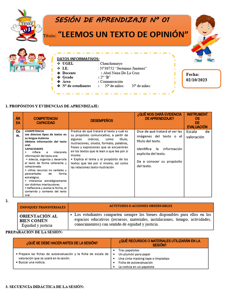 Lectura y Análisis de Textos de Opinión | PDF | Aprendizaje | Evaluación