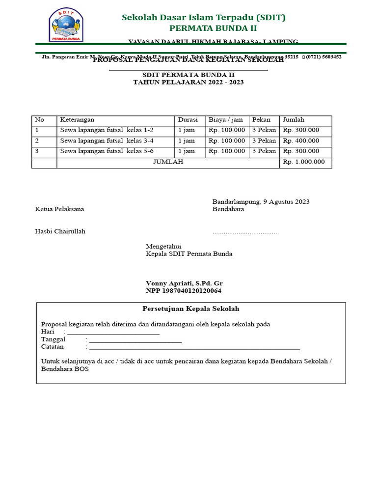 Form Dan RAB Sewa Lapangan | PDF