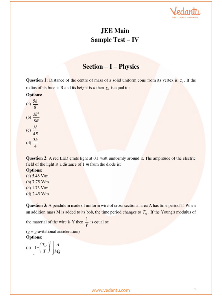 JEE Main Sample Paper-4 | PDF