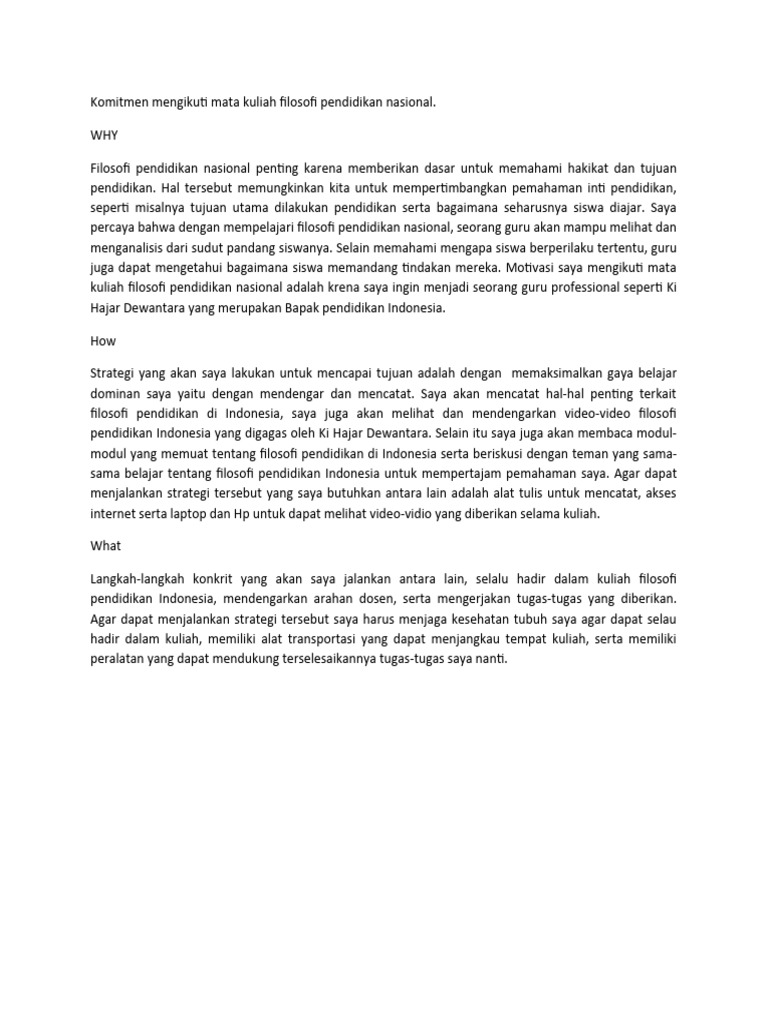 Komitmen Mengikuti Mata Kuliah Filosofi Pendidikan Nasional | PDF | Karier & Perkembangan ...