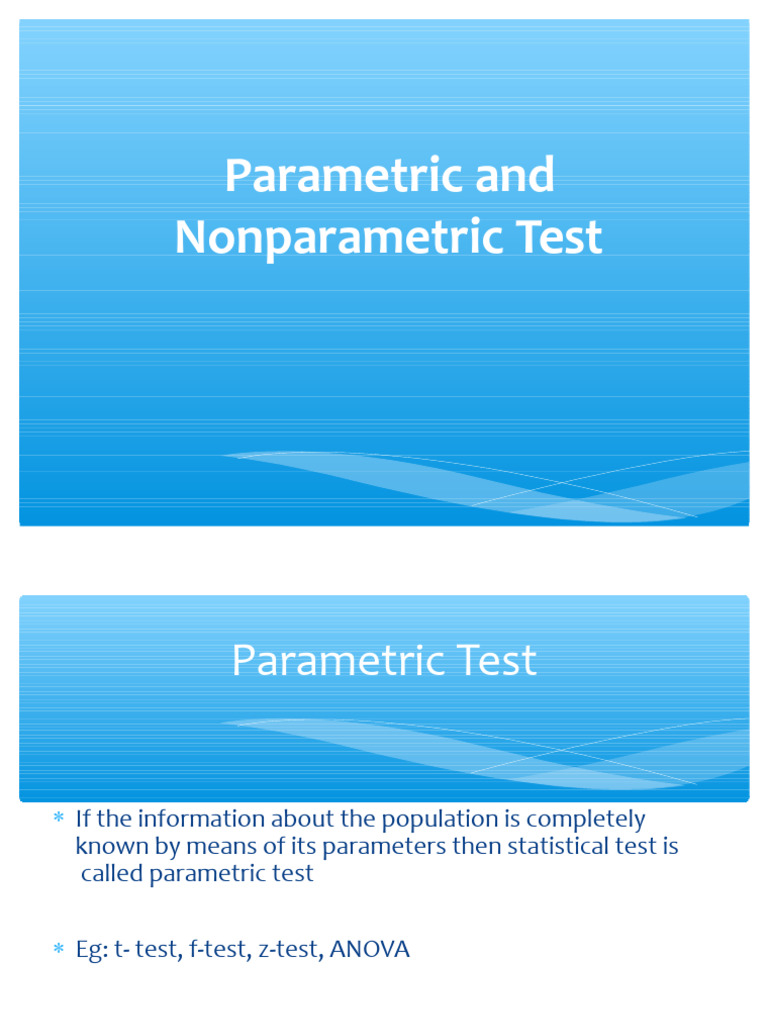 Parametric And Non Parametric Tests Pdf