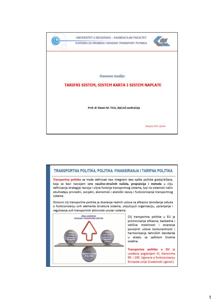 JGTP - 2017 - Tarifni Sistem, Sistem Karata I Sistem Naplate | PDF