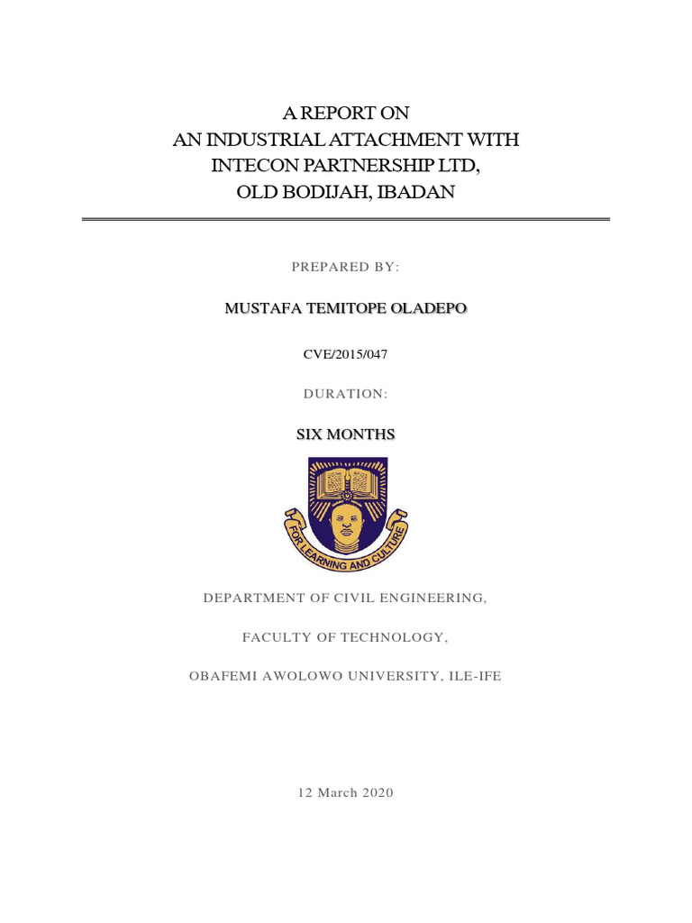 SIWES Report Example For Civil Engineering Student | PDF | Road ...