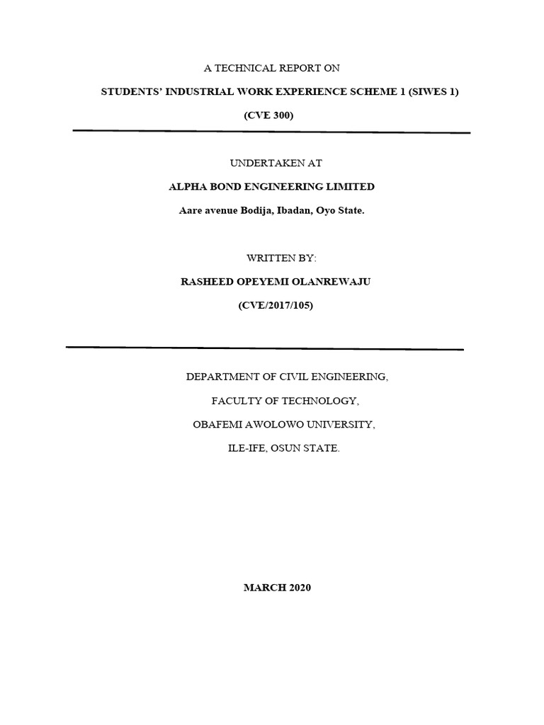 SIWES Report: Civil Engineering Internship | PDF | Beam (Structure ...