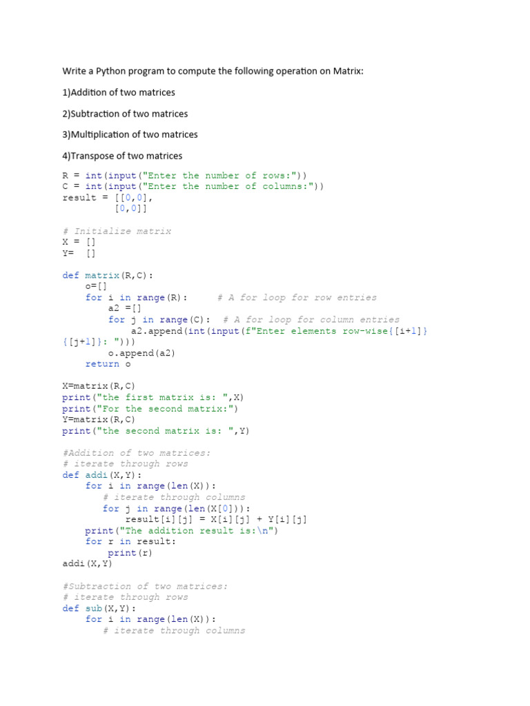 Matrix | PDF | Matrix (Mathematics) | Algorithms Matrix | PDF | Matrix (Mathematics) | Algorithms