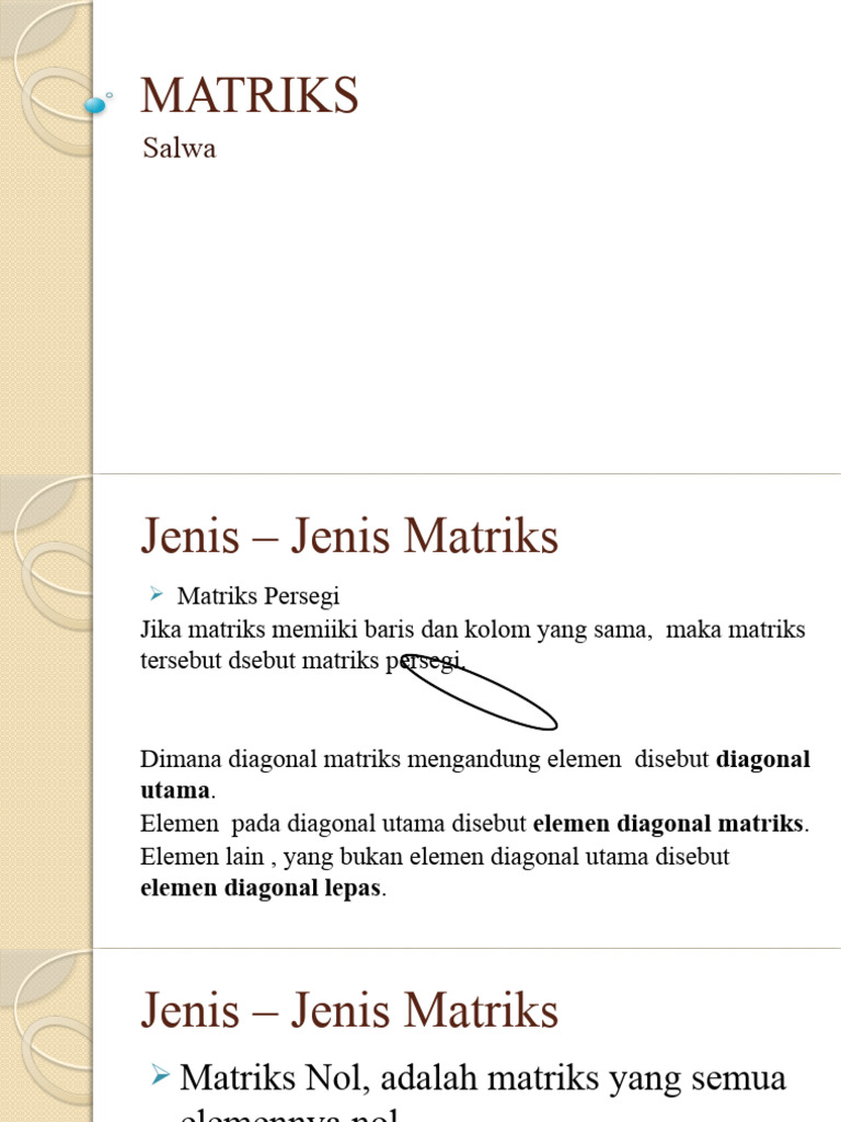 Jenis-Jenis Matriks dan SPL | PDF
