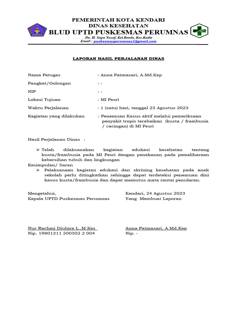 Laporan Hasil Kusta Agustus | PDF