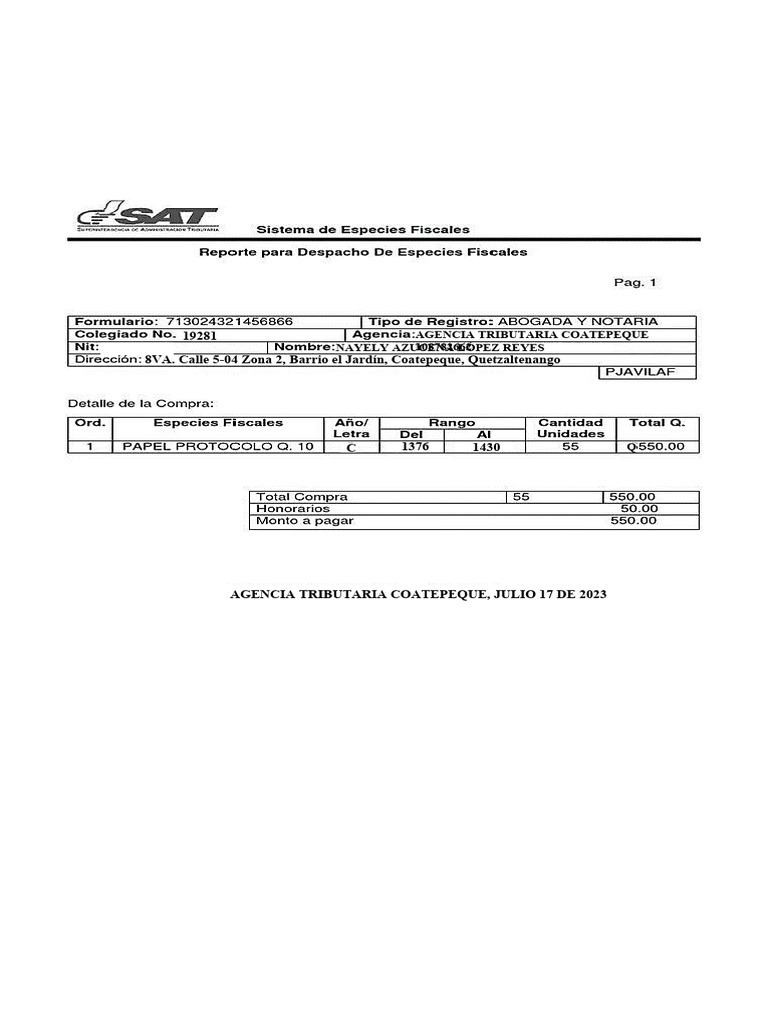 0.6. - Compra de Hojas de Papel Protocolo | PDF