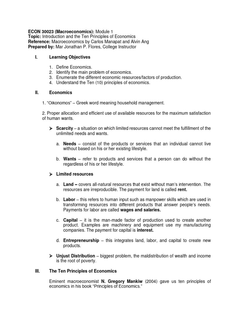 Module 1 Macroeconomics | PDF | Finance & Money Management