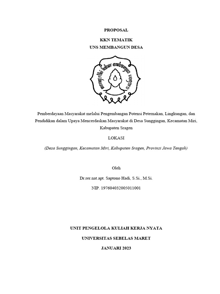 Draft Proposal KKN Sunggingan - Kelompok 3 | PDF