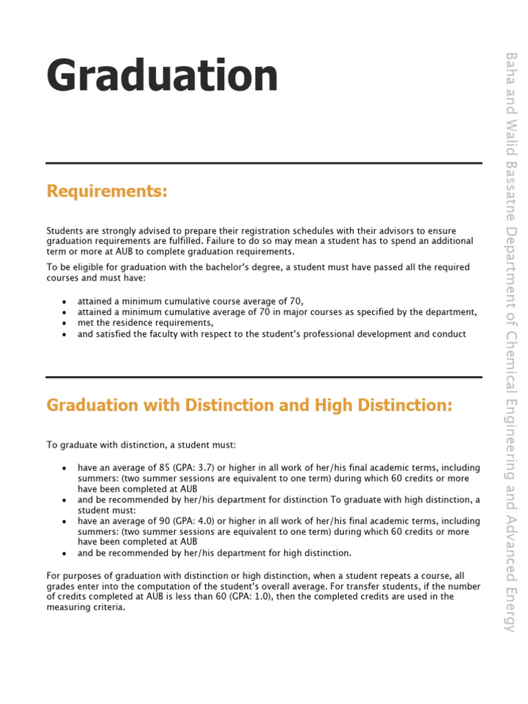 AUB Graduation with Distinction Criteria | PDF | Academic Degree ...