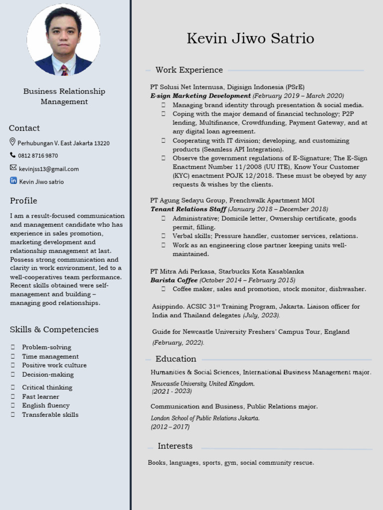 Kevin JS - Resume | PDF | Business | Human Communication