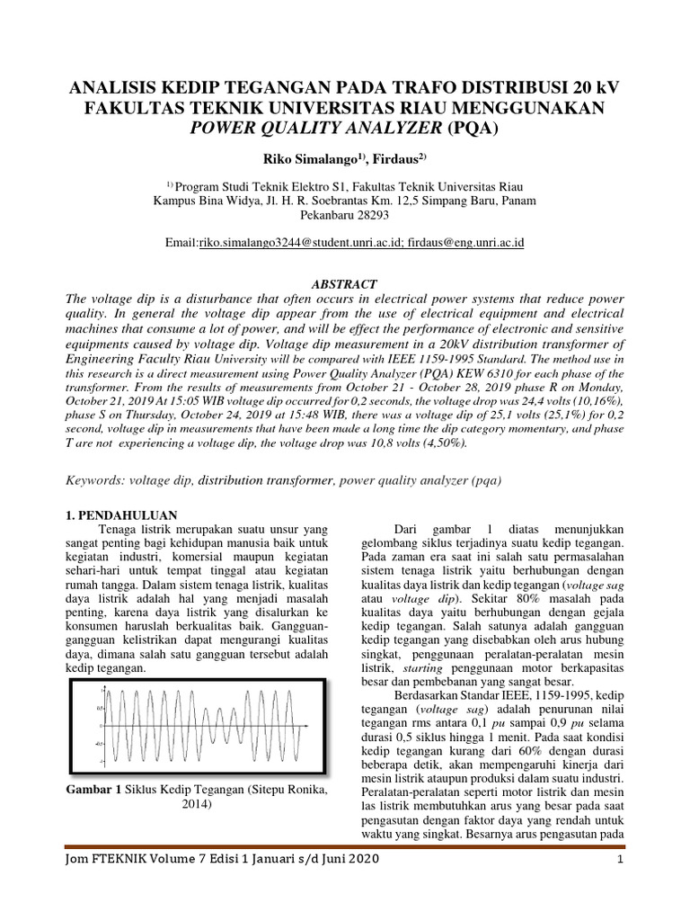 Analisa Kedip Tegangan Dengan Power Quality Analyzer Pdf
