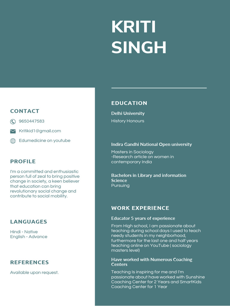 Blue Modern Copywriter Resume | PDF