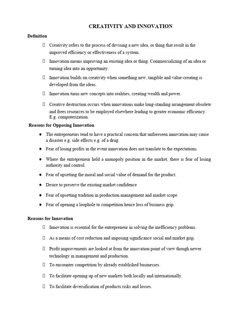 Lecture Two - Creativity Innovation and Opportunity Generation | PDF ...