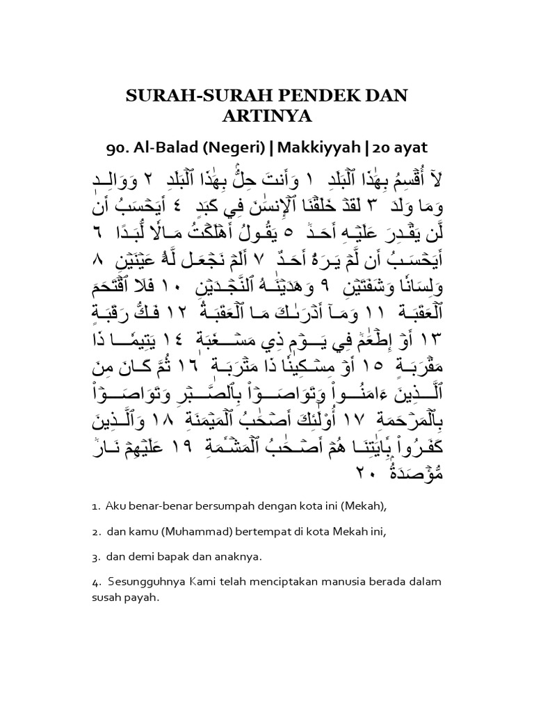 Surah Pendek Dan Ayat Pilihan | PDF