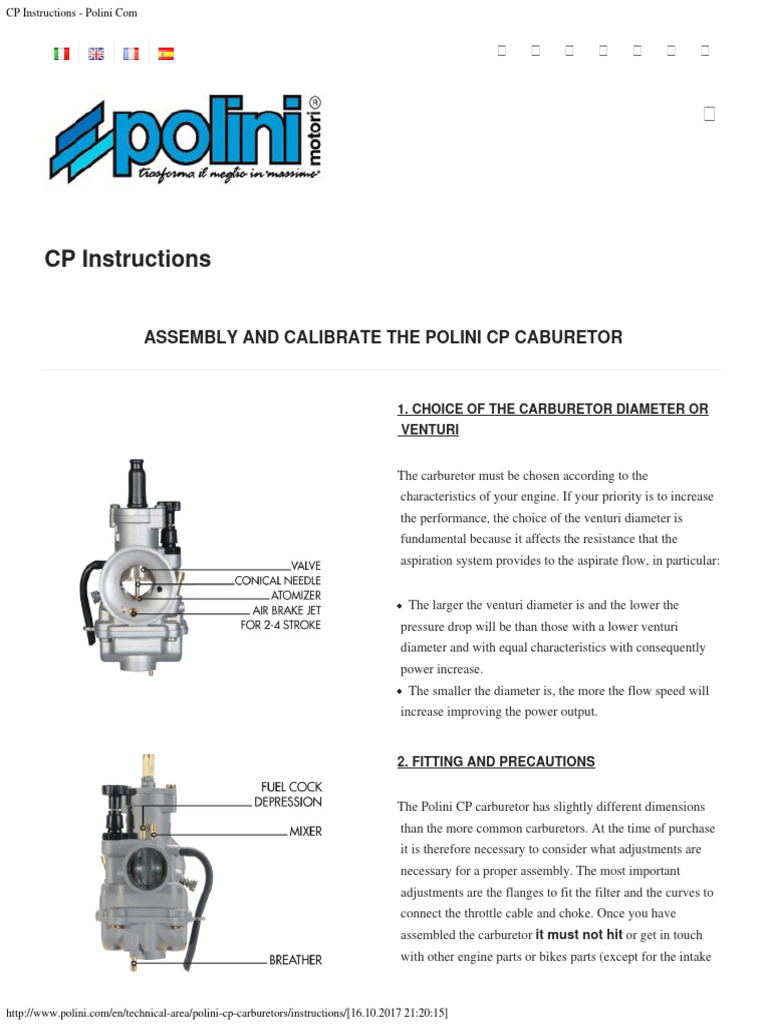 CP Instructions - Polini Com | PDF | Carburetor | Throttle