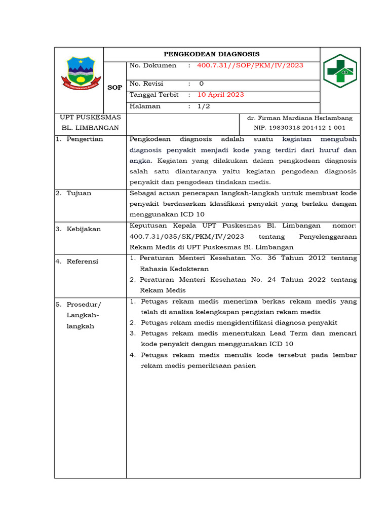 Pengkodean Diagnosis di Puskesmas | PDF