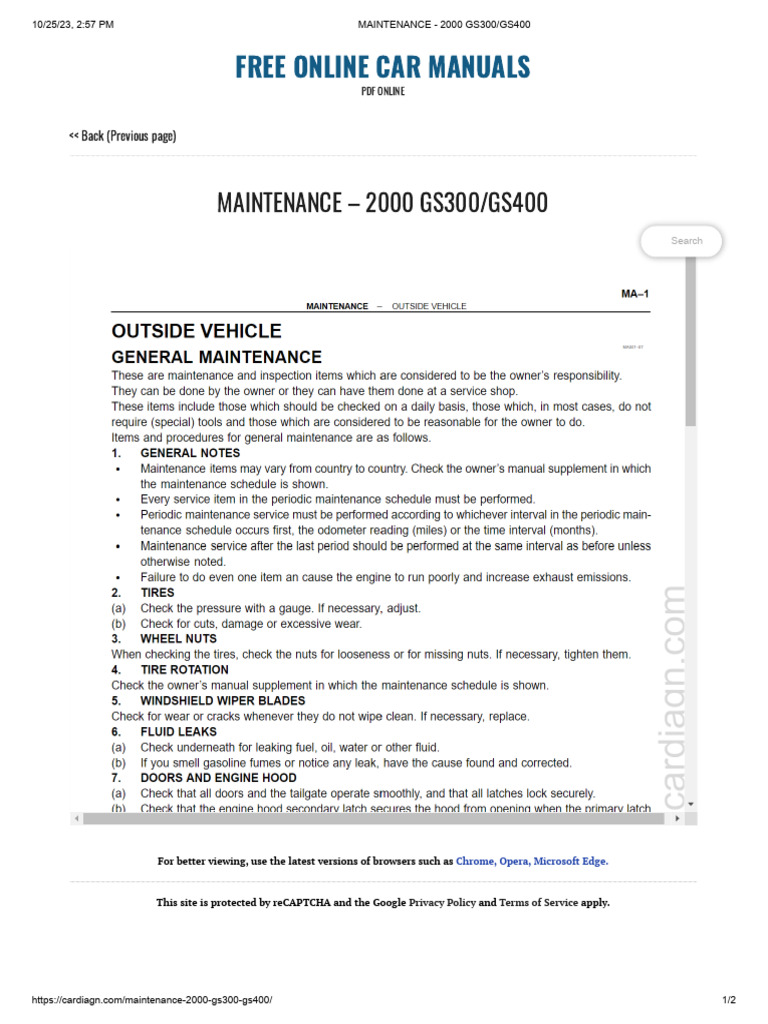 Maintenance - 2000 GS300 - GS400 | PDF