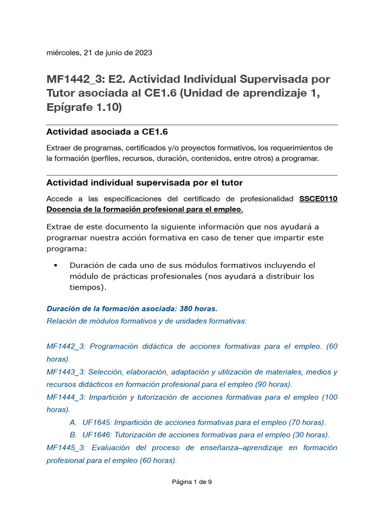 MF1442 - 3: E2. Actividad Individual Supervisada Por Tutor Asociada Al ...