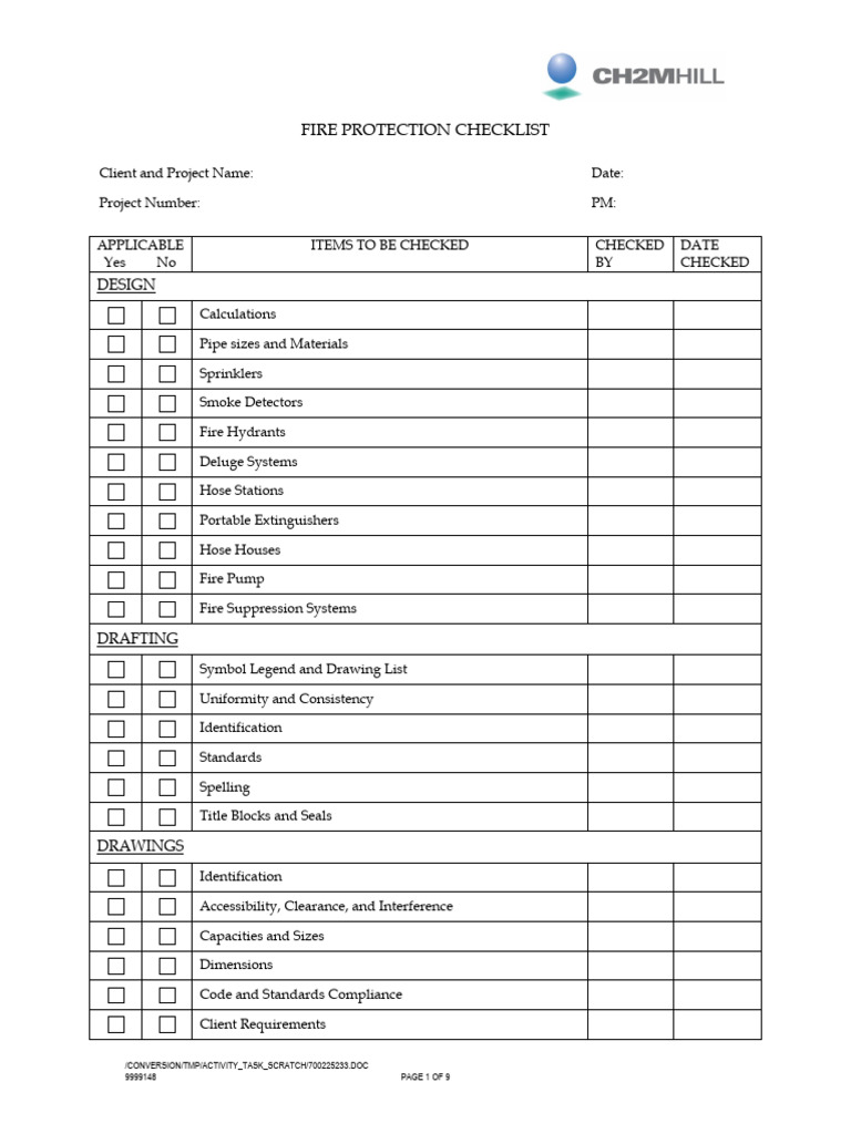 Fire Protection Checklist | Download Free PDF | Fire Sprinkler System ...