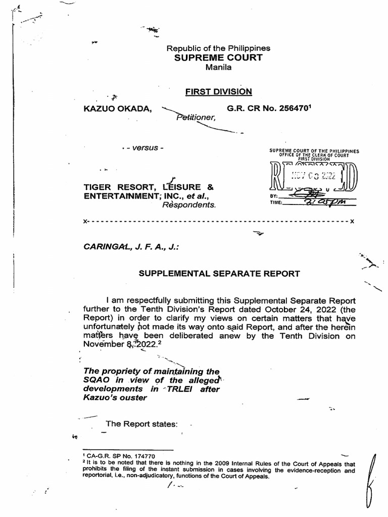 Supplemental Separate Report | PDF | Ownership | Holding Company