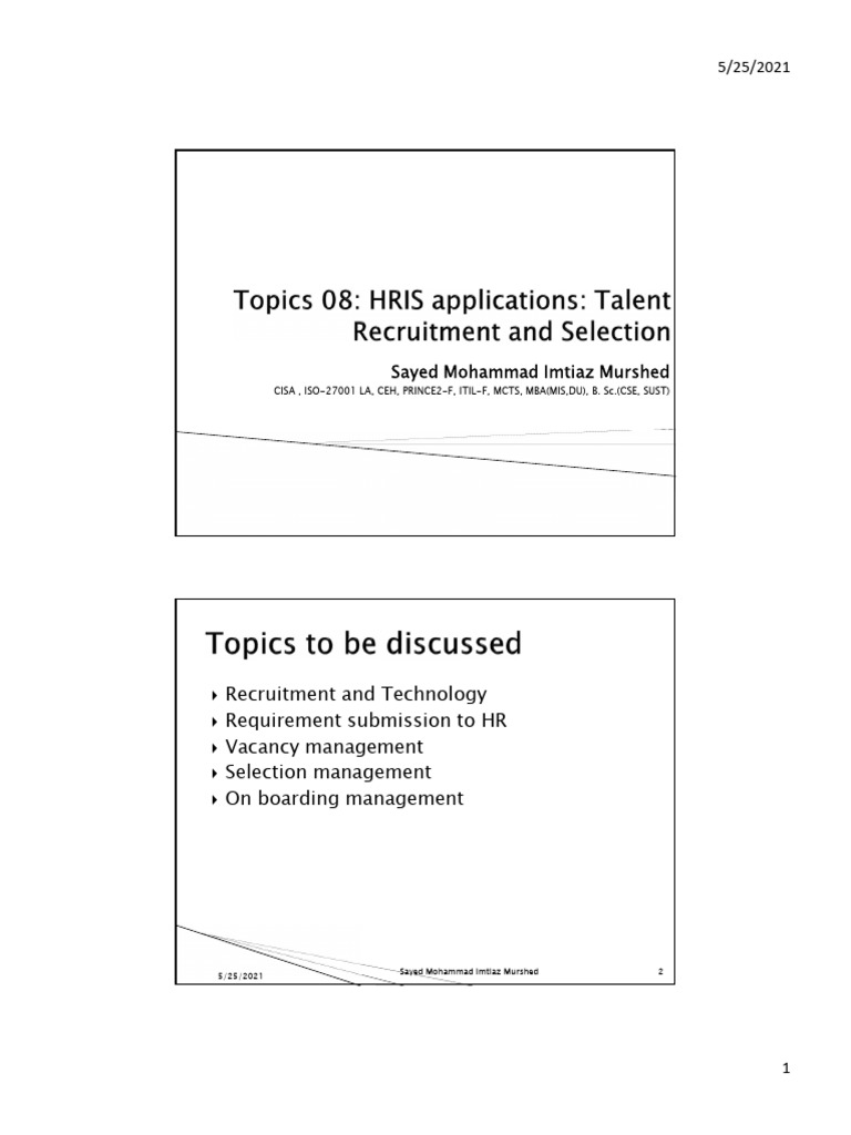 HRIS Applications - Talent Recruitment and Selection | PDF