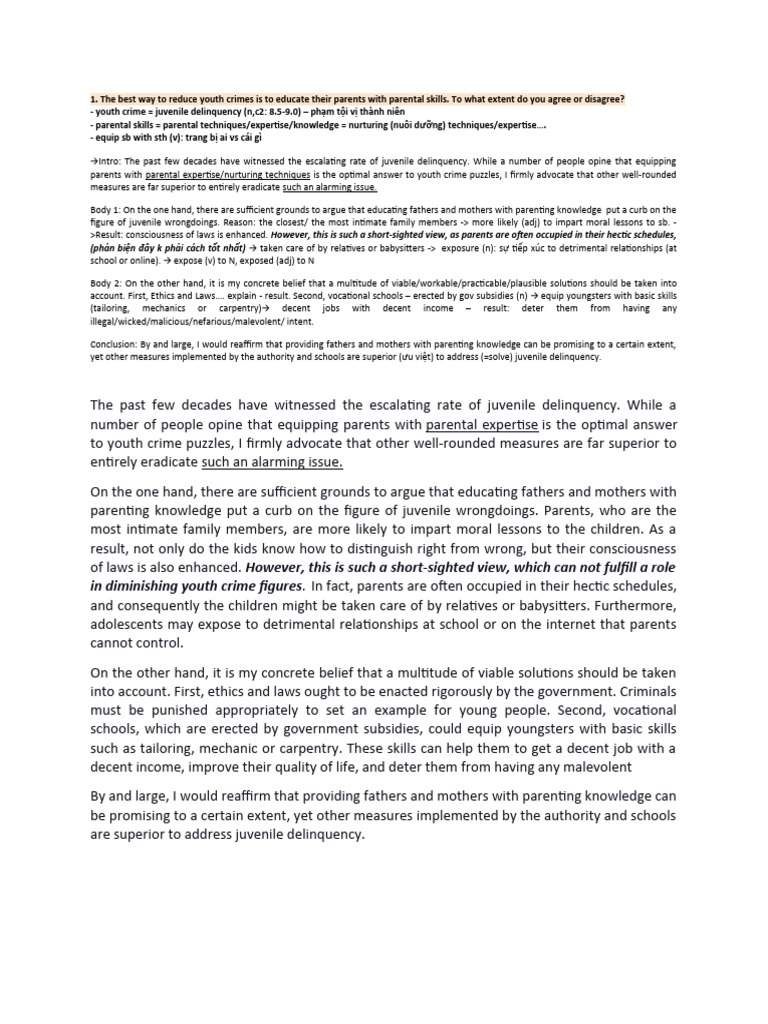 The Best Way To Reduce Youth Crimes Is To Educate Their Parents With ...