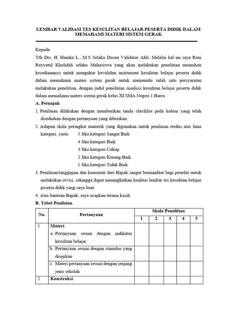 Lembar Validasi | PDF