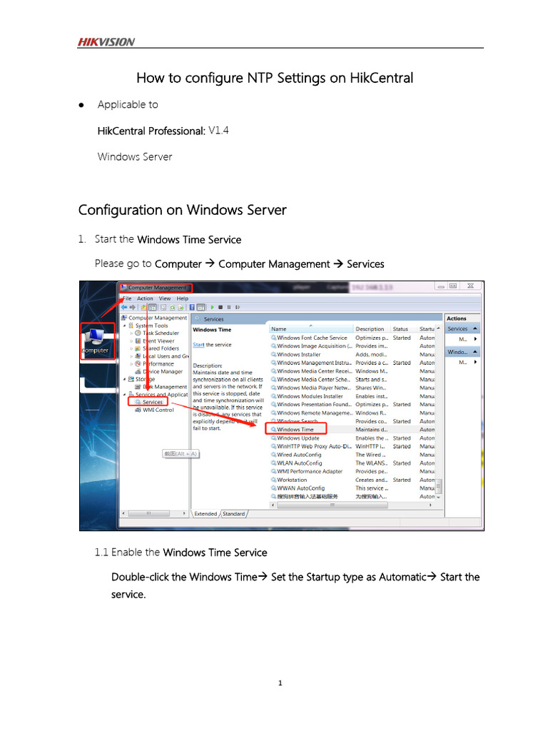 How To Configure NTP Settings On HikCentral | PDF