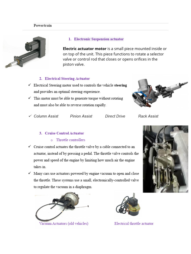 List of Actuators in Vehicle BB | PDF