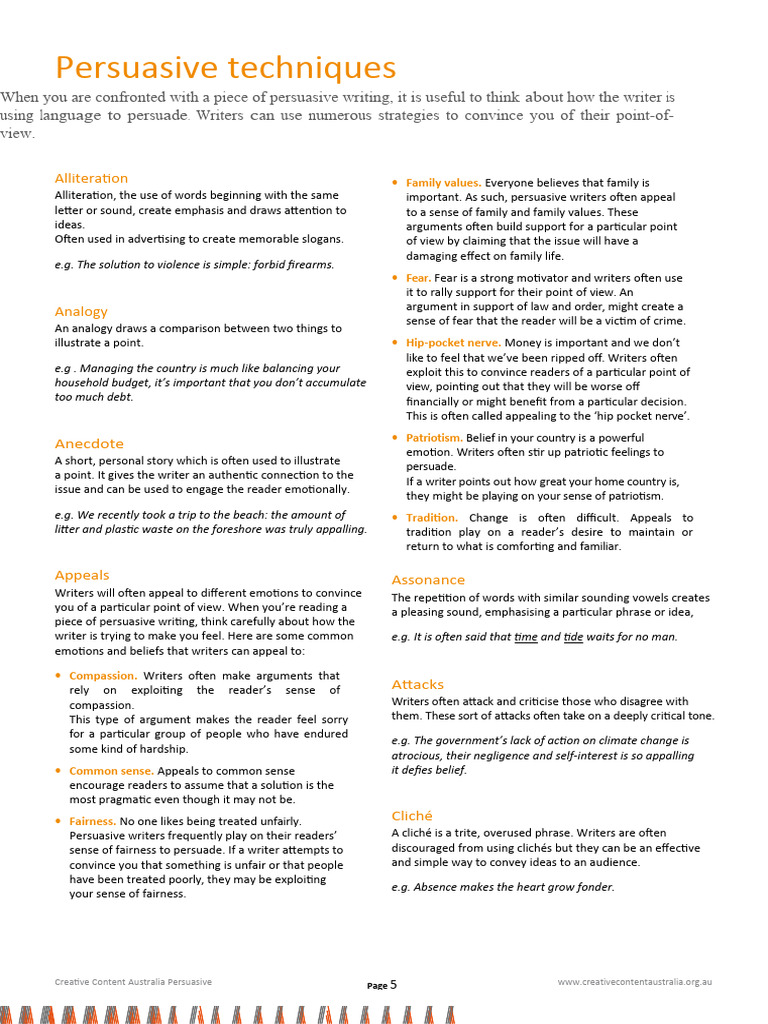 Persuasive Techniques Identification | PDF | Evidence | Connotation