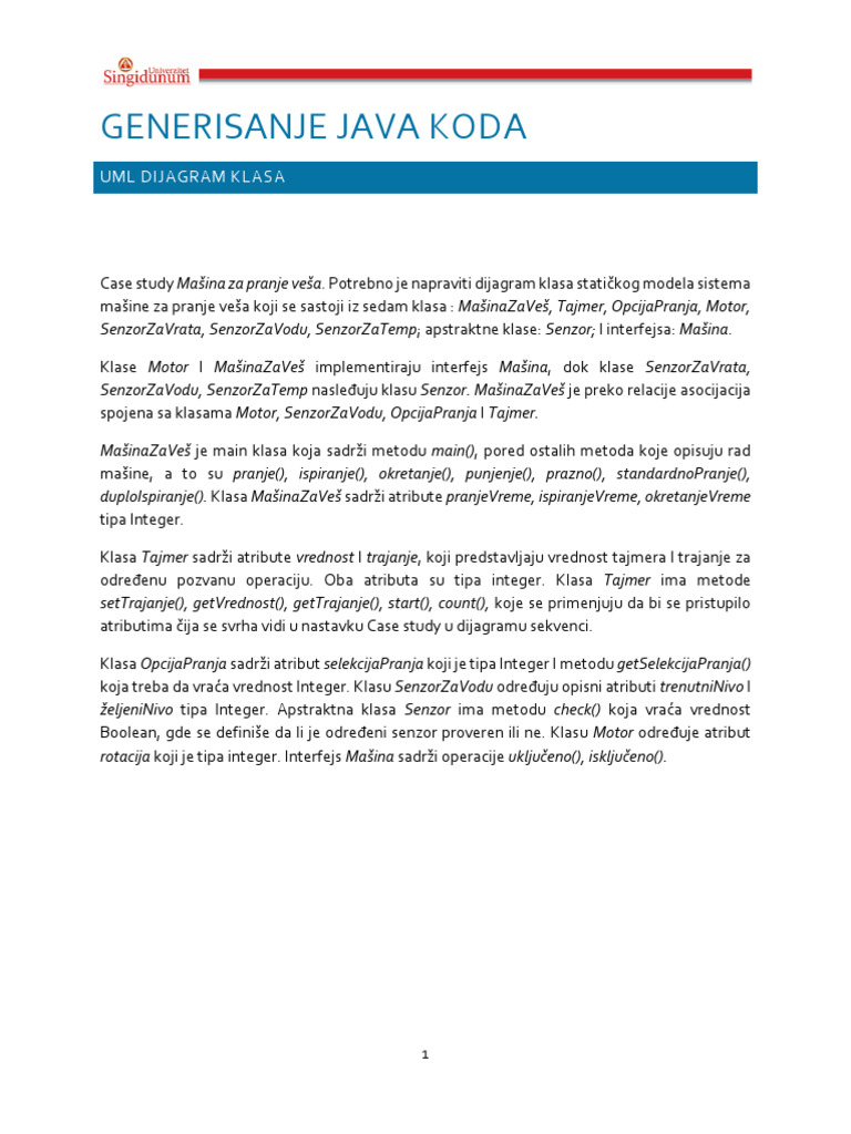 Generisanje Java Koda Primenom UML | PDF
