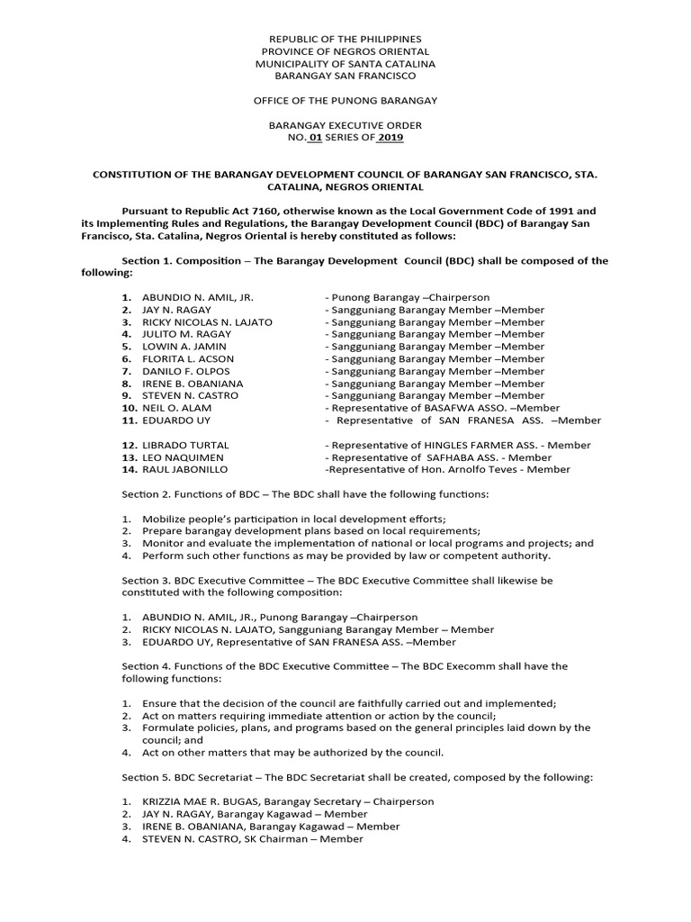 BDC EO New 2019 | PDF | Governance | Justice