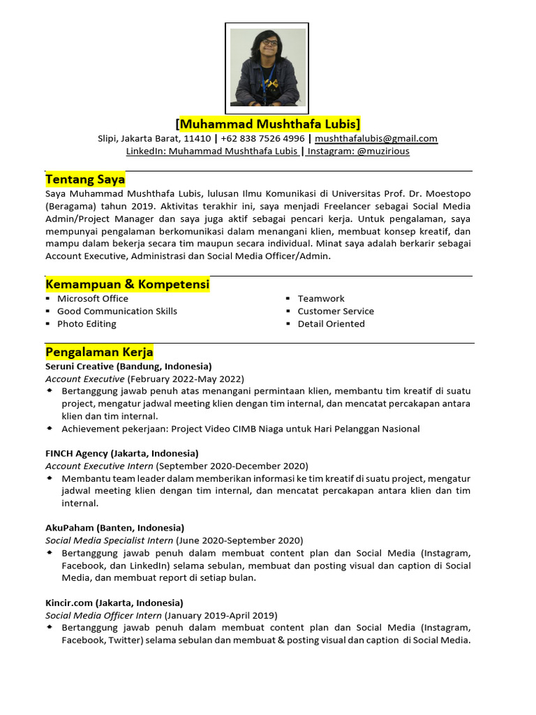 CV - Muhammad Mushthafa Lubis | PDF | Ilmu Sosial