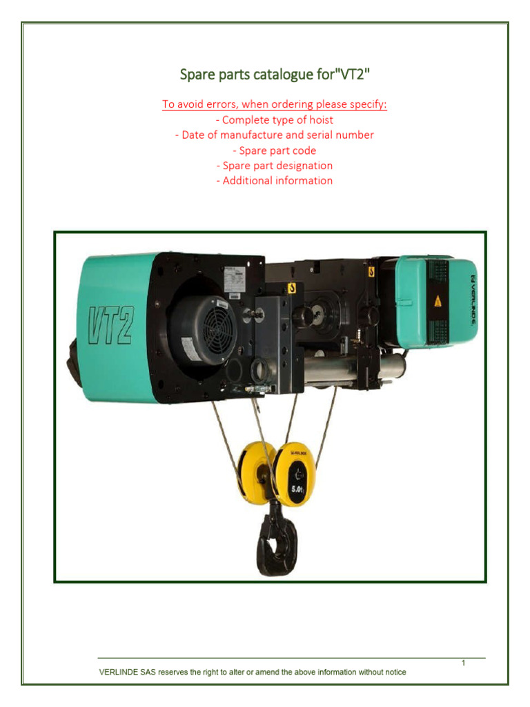 Spare Parts Catalogue for"VT2" | PDF