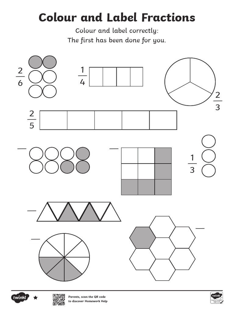 t2 M 109 Colour and Label Fractions Worksheet - Ver - 14 | PDF ...