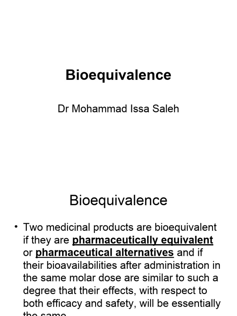 11 Bioequivalence | PDF | Pharmacokinetics | Pharmacology