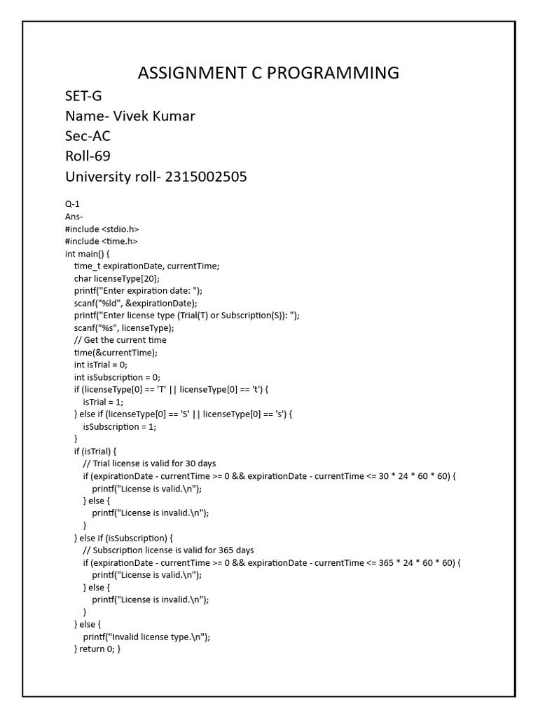 C Programming Assignments Set-G | PDF | Computing | Mathematics