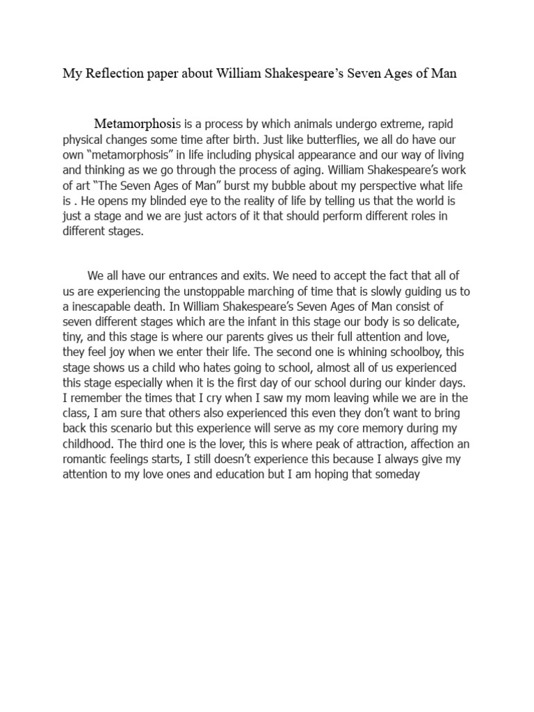 My Reflection Paper About William Shakespeare | PDF