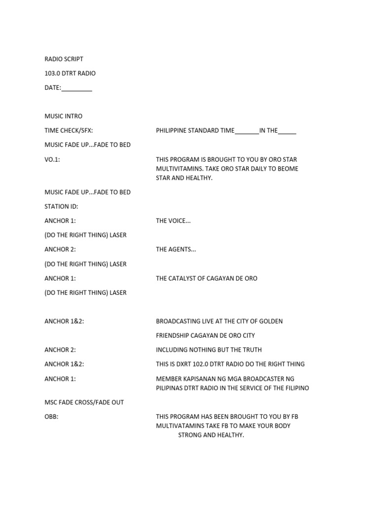 Radio Script | PDF