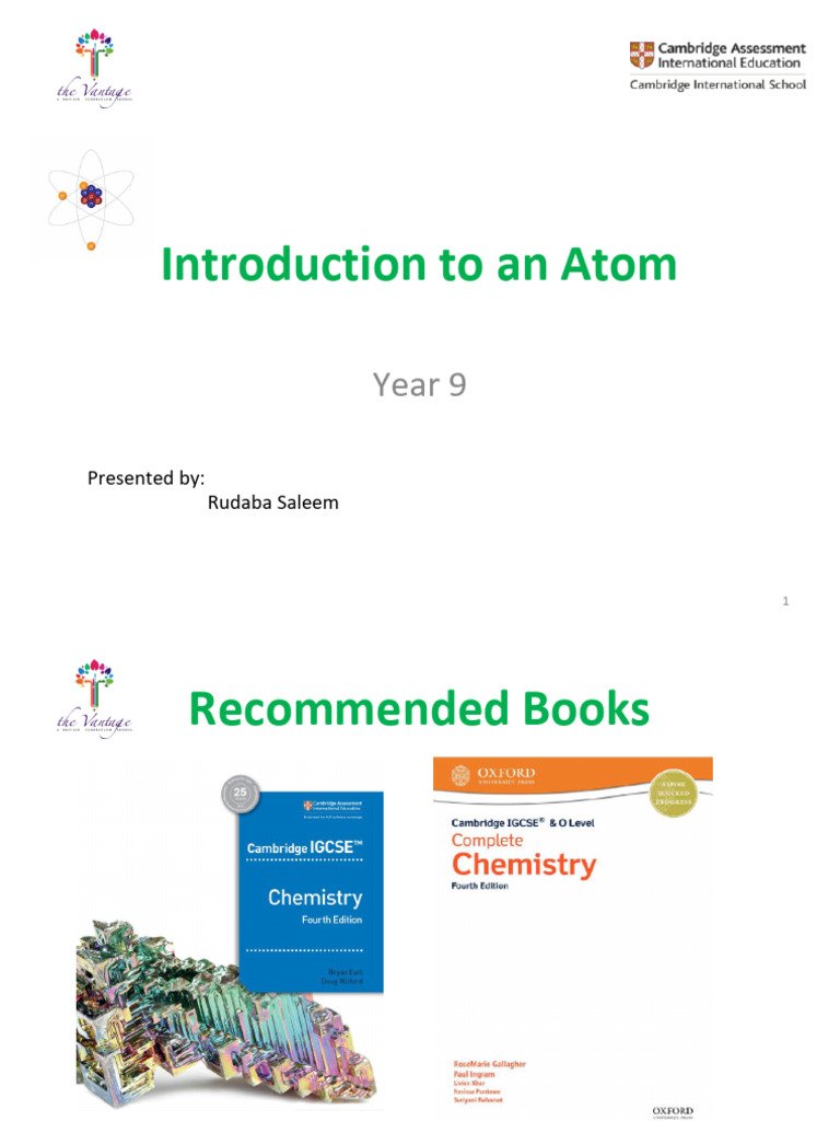 Introduction To Atom Lecture Till 3rd October | PDF