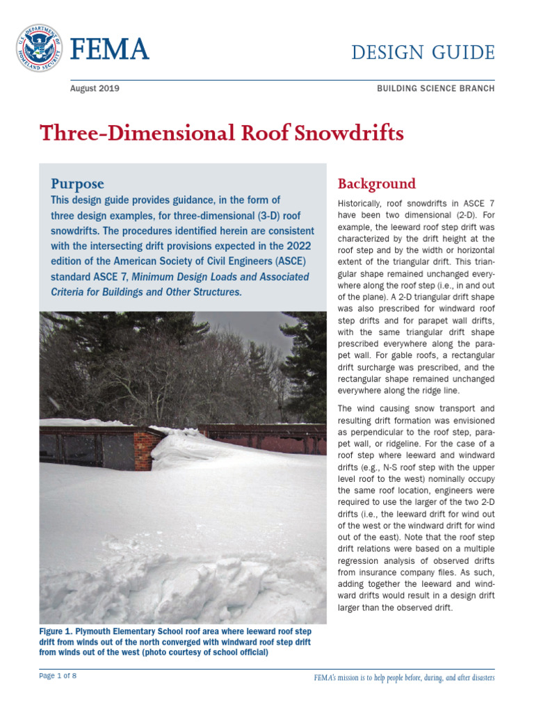 Fema Roof Snowdrift Design Guide | PDF | Snow | Windward And Leeward