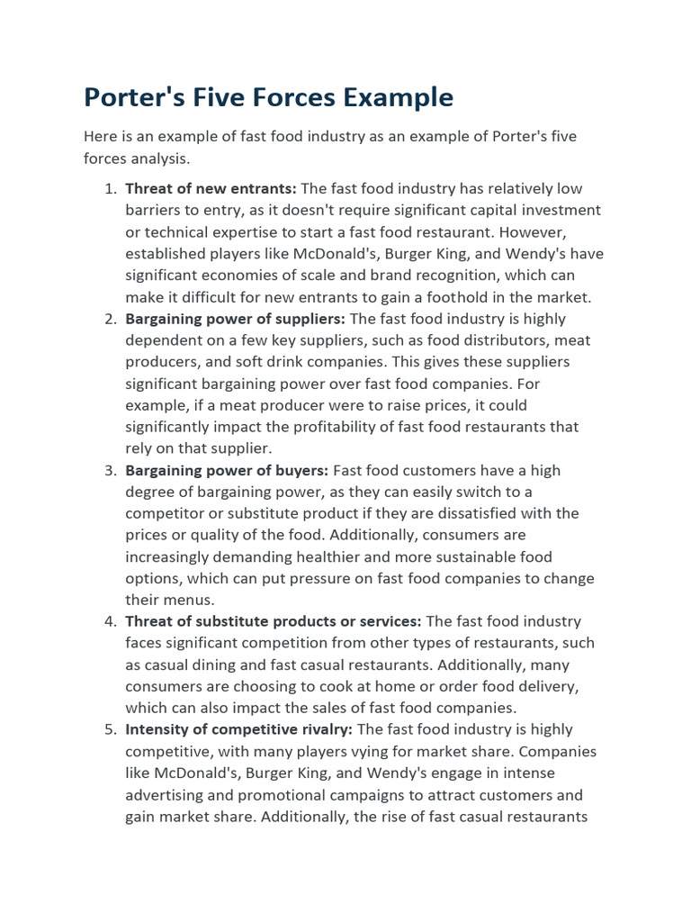 Porter's Five Forces Example | PDF