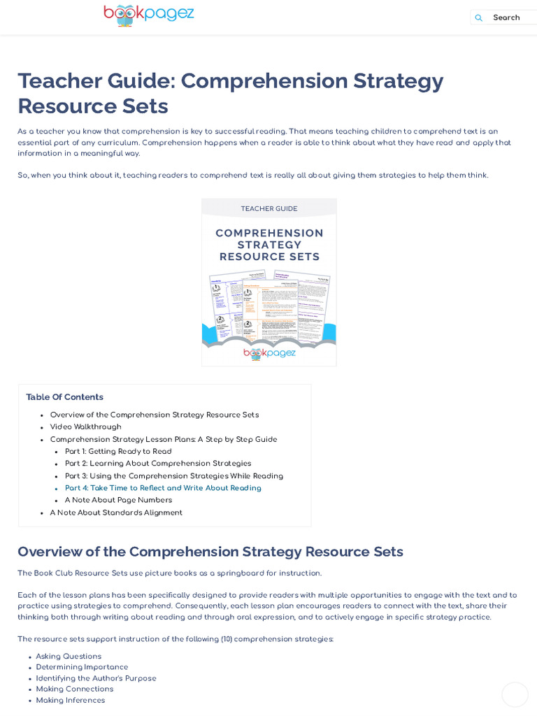 Comprehension Strategy Resource Sets - BookPagez | PDF | Reading ...