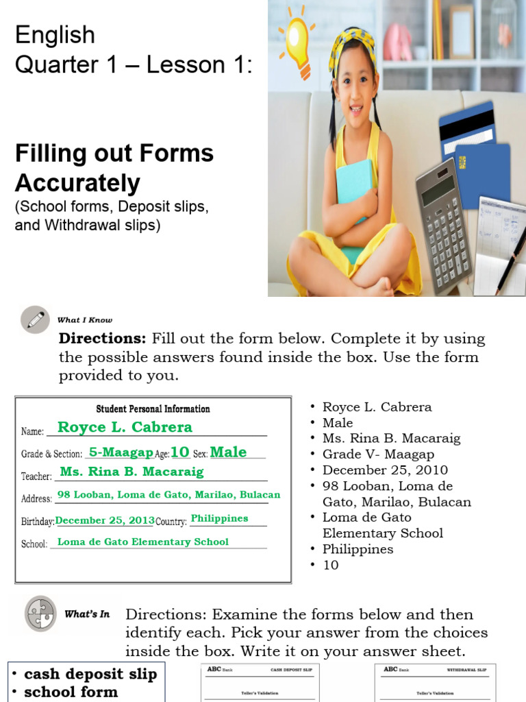 Q1 English 5 Module 1 Filling Out Forms | PDF