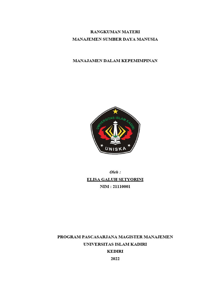 MSDM Kepemimpinan | PDF | Bisnis | Pengembangan Diri