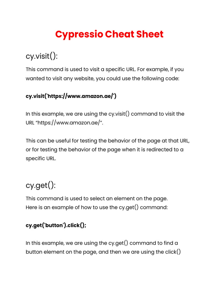 Cypress Web Automation Cheat Sheet | PDF | Http Cookie | Command Line ...
