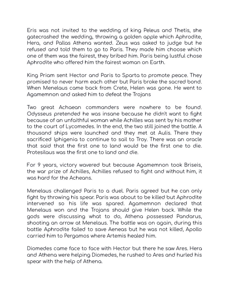 Iliad Summary | PDF | Hector | Paris (Mythology)